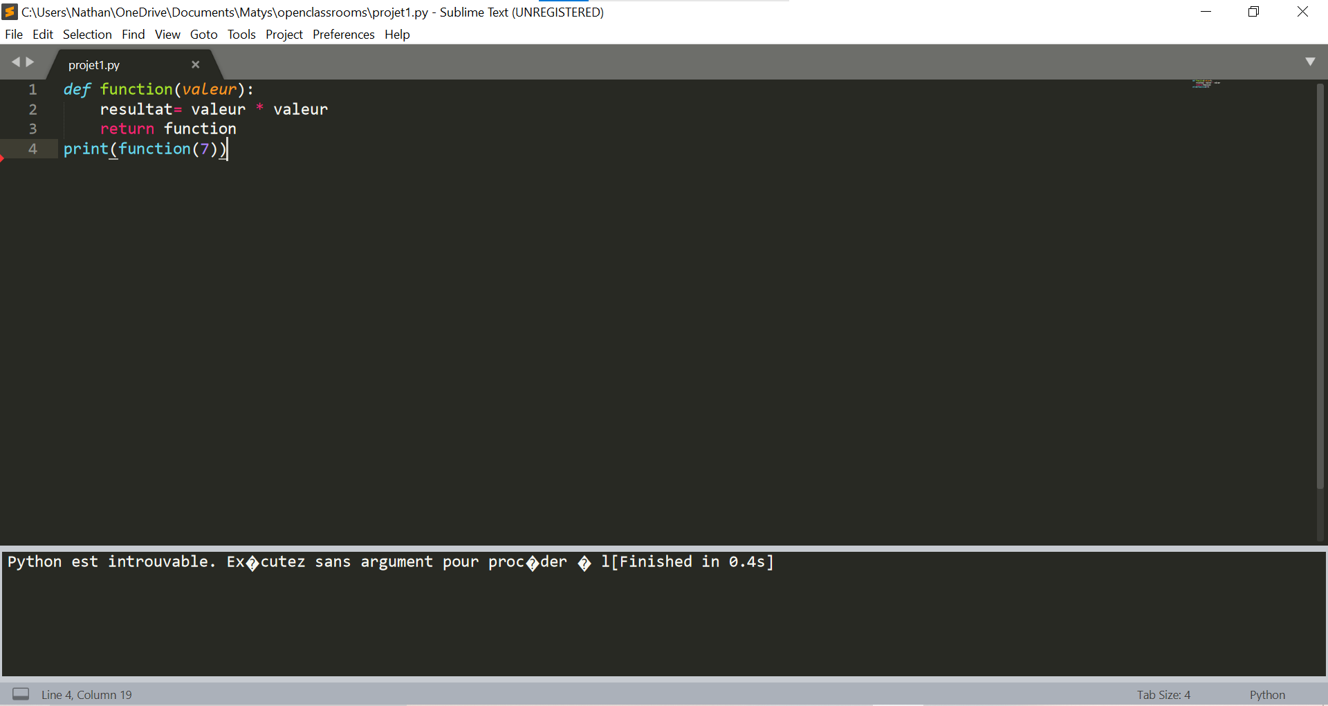 [Résolu] Python introuvable sur Sublime Texte 3. - résultat python non affiché par MatysLepretre ...